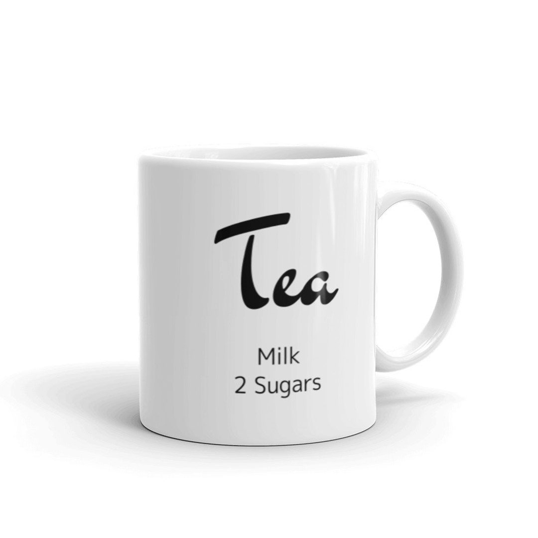 Tea Mug for Work With Instructions - Tea, Milk, 2 Sugars | Personalised ...