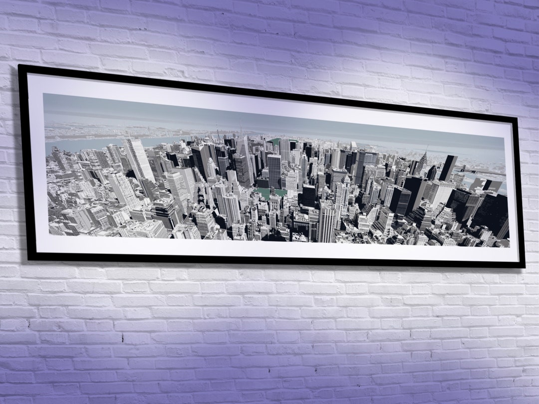 New York Skyline Panoramic Poster Print Hand Drawn NYC Illustration XL ...