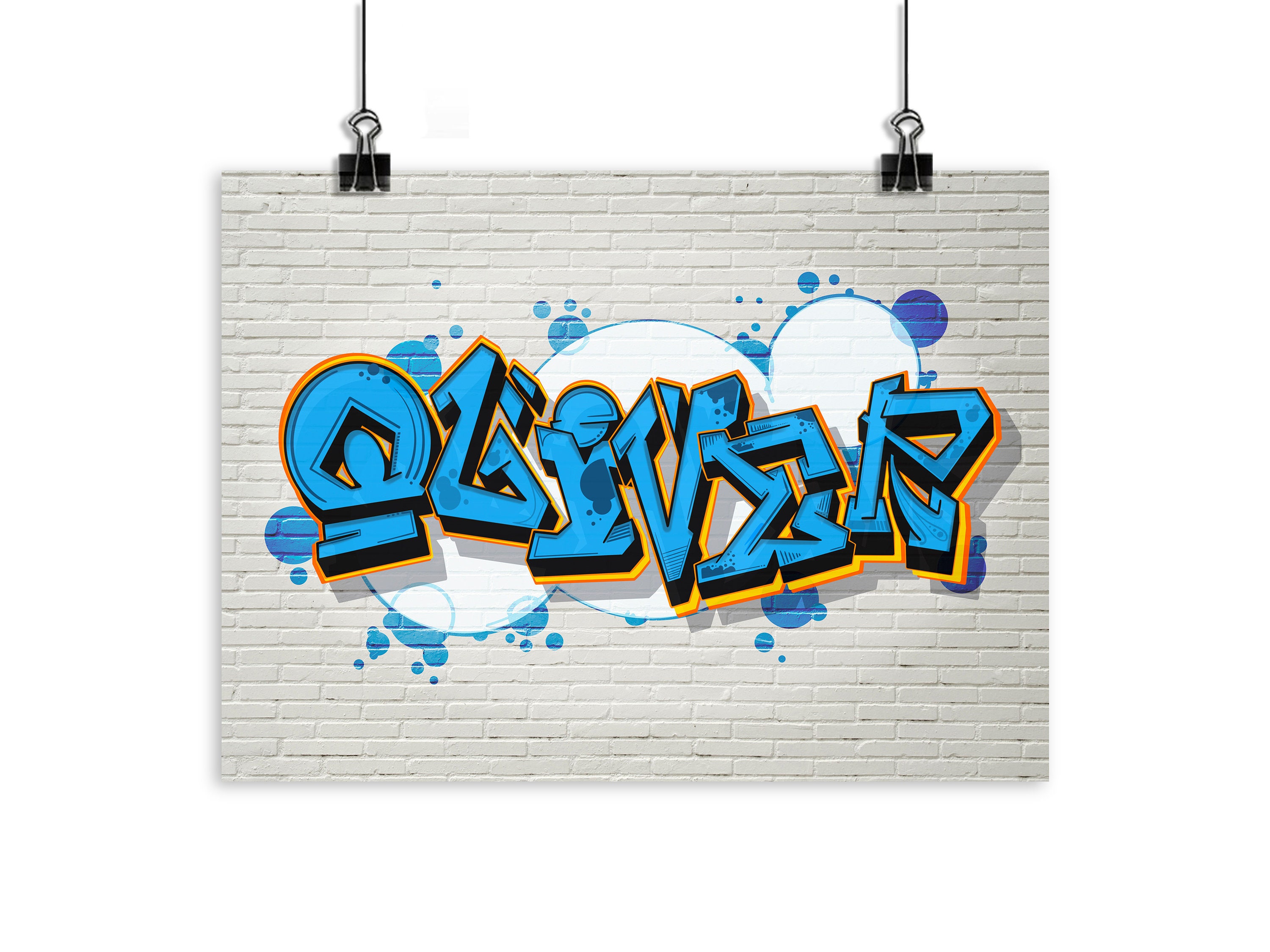 Personalised Name Graffiti Poster - Blue | Urban Street Art for Kids or ...