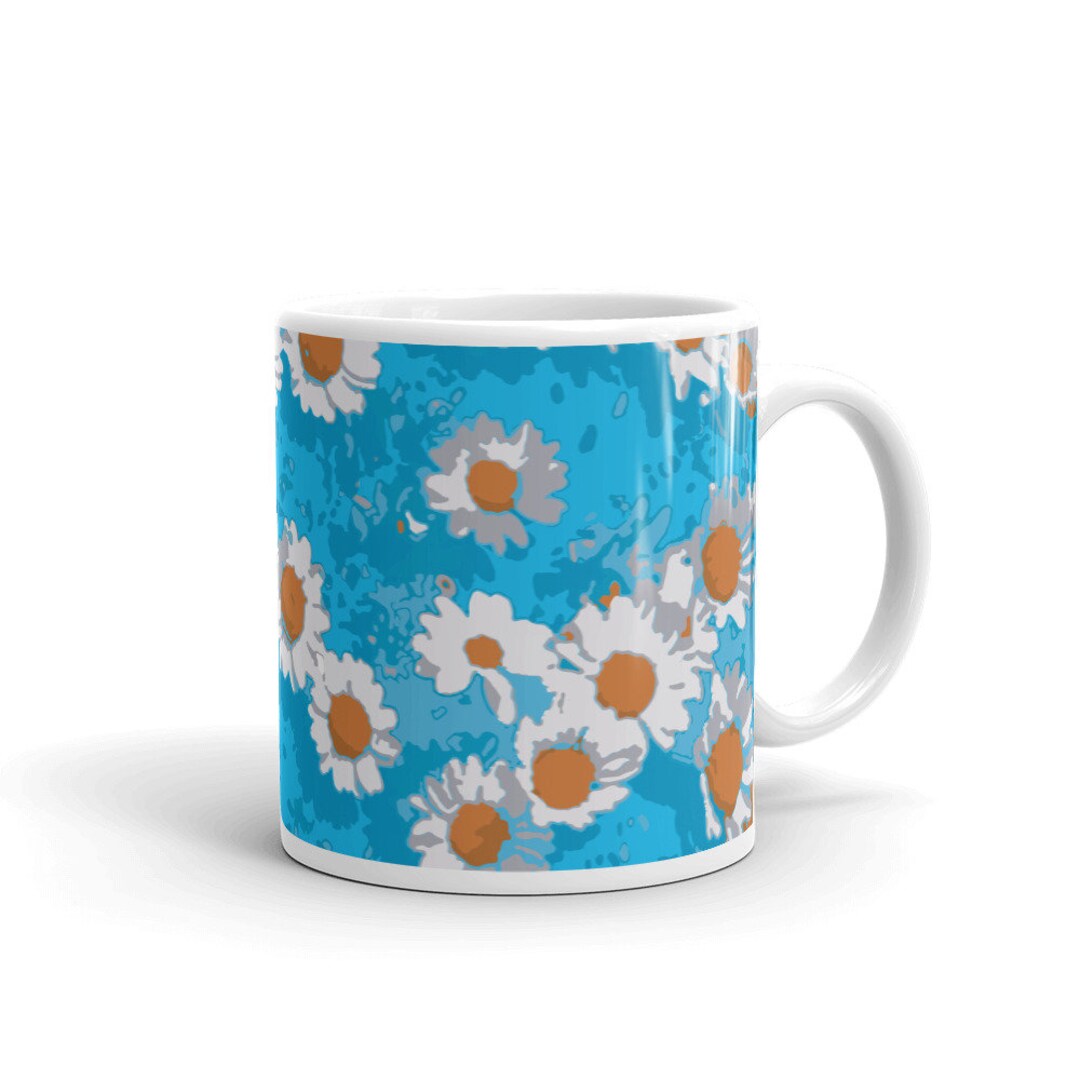 Daisy Flower Mug With Funky Blue Daisy Pattern | Illustrated Daisy ...