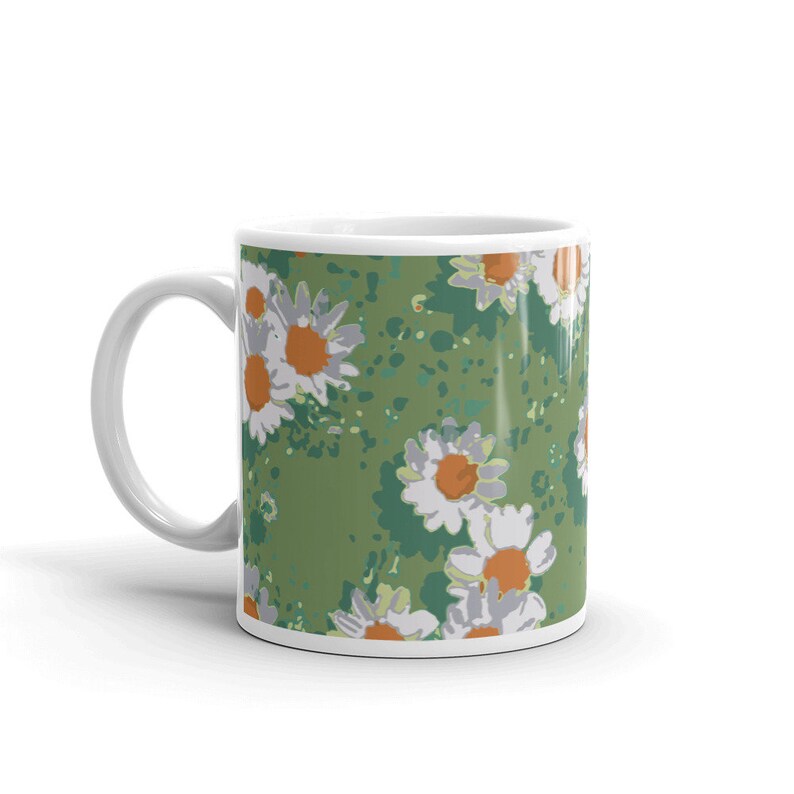 Daisy Flower Mug With Funky Green Daisy Pattern | Illustrated Daisy ...
