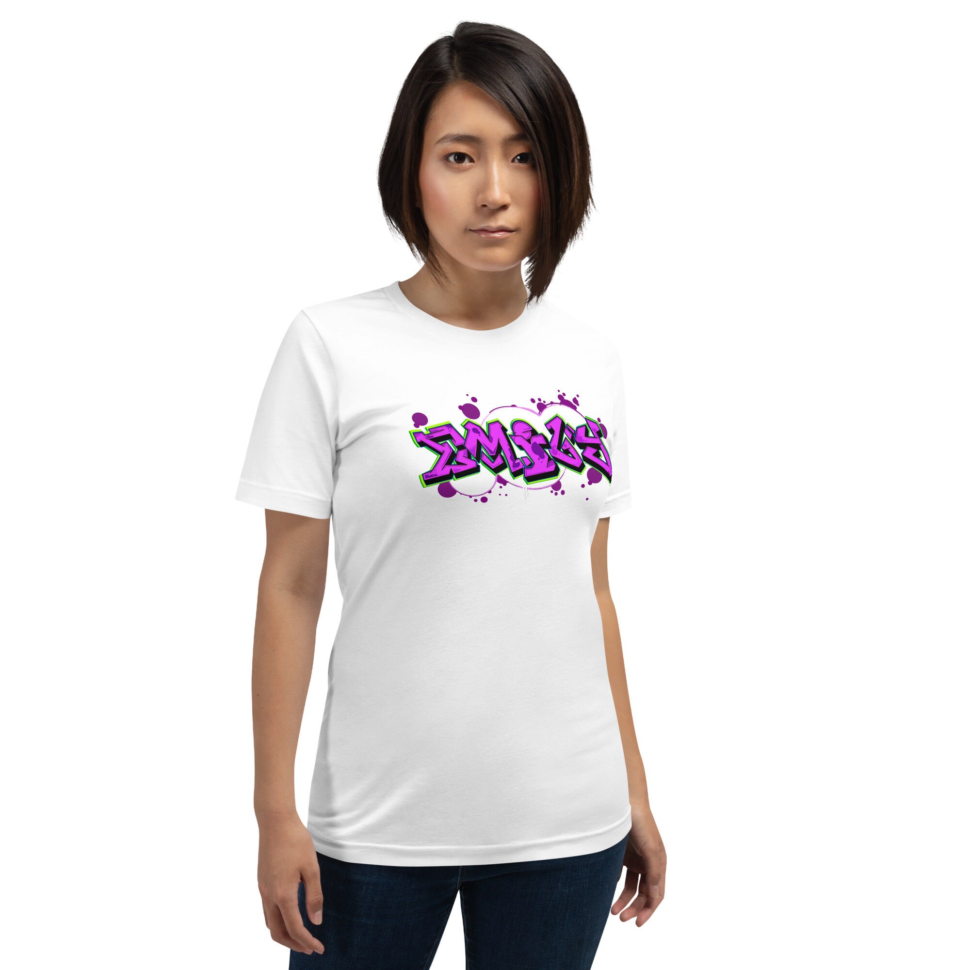 Personalised Pink Graffiti Name Adult T-shirt | Unique Hand Drawn ...