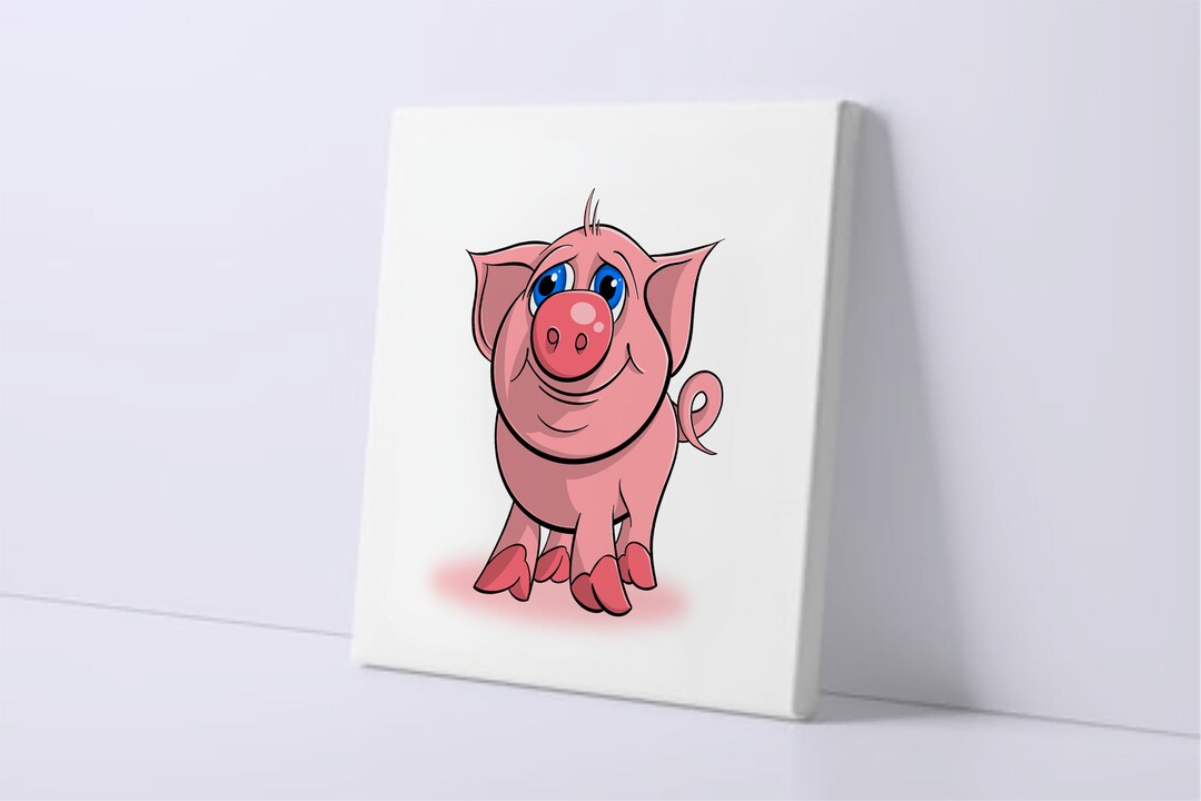 Cute Piglet Canvas Print Cute Cartoon Piglet 10 X 10 Premium Stretched ...