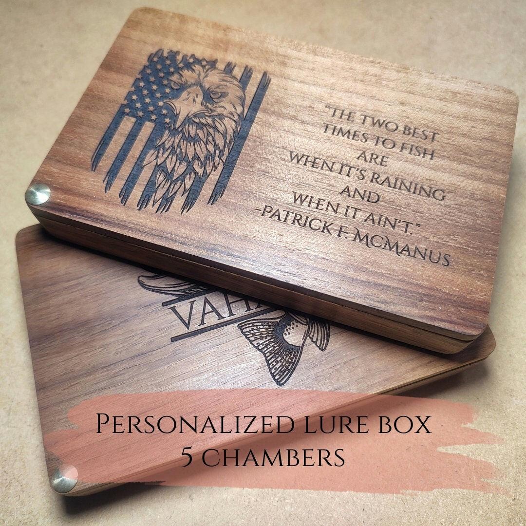 Personalized Fishing Lure Box. Engraved Fishing Tackle Box. 5 Chambers ...