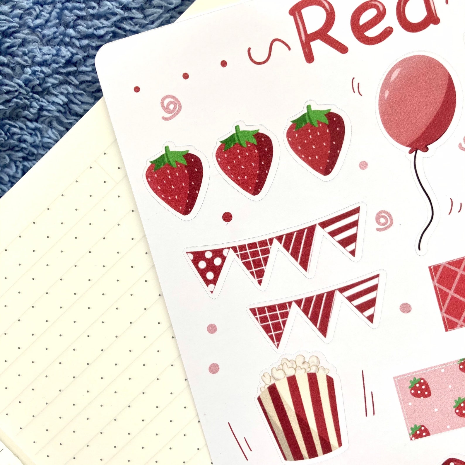 Cute red sticker sheet Buket journal scrapbook stickers | Etsy