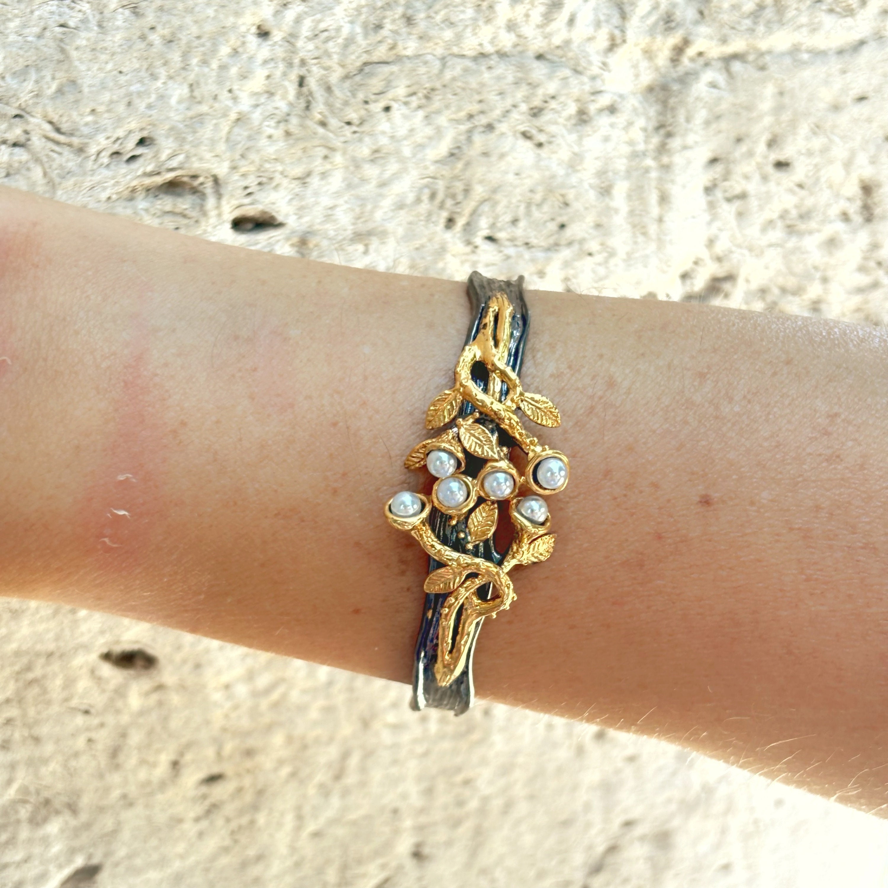 Greek Style Jewelry, Leaf-patterned Bracelet, Sterling Silver Bracelet ...