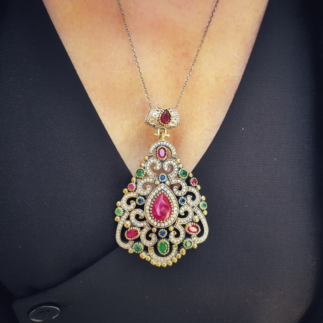 Ottoman Style Necklace, Hurrem Sultan, Authentic Turkish Jewelry, Ruby ...