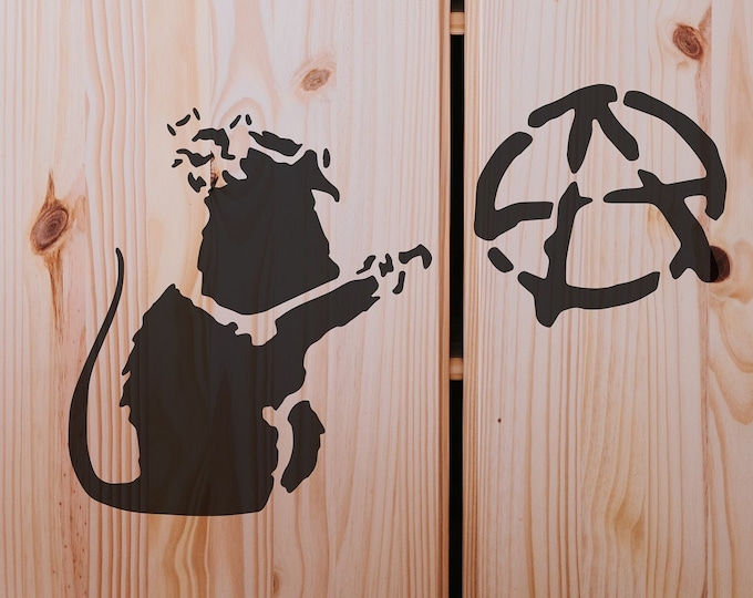 Banksy Inspired Anarchy Rat Stencil: Reusable Urban Art Template for ...