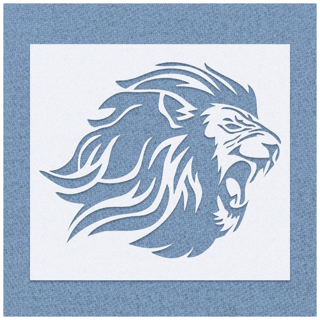 Roaring Lion Stencil, Lion Face, Lion's Head Template, Large Stencil ...