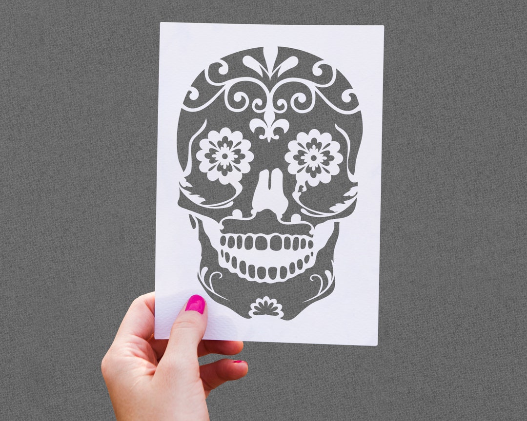Mexican Sugar Skull Stencil , Skull Stencils for Day of the Dead Decor ...