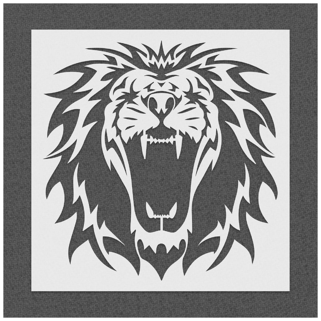 Roaring Lion Stencil, Lion Face, Lion's Head Template, Large Stencils ...