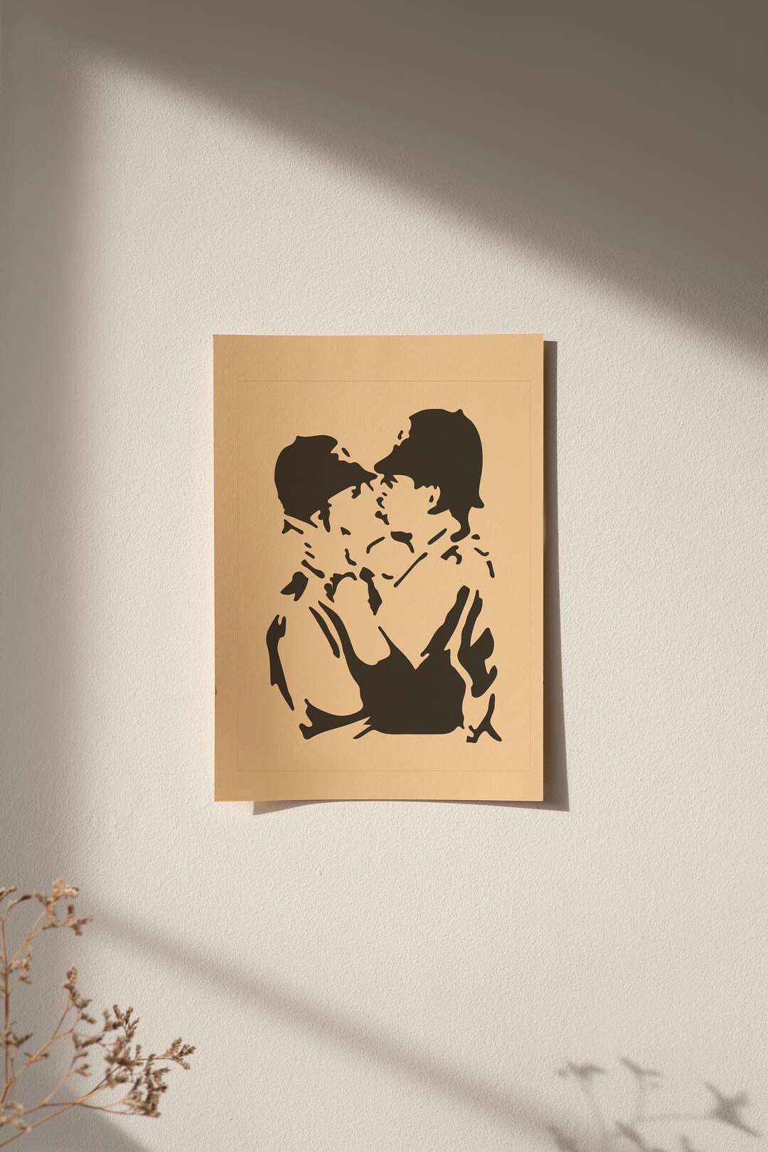 Kissing Cops, Kissing Coppers Banksy Stencil, Modern Street Art Mural ...