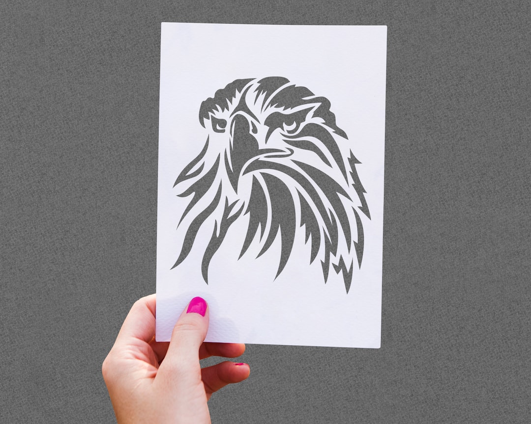 Bald Eagle Head Stencil - Eagle Tattoo Stencil - 4th of July Stencil - Fierce Eagle Template ...