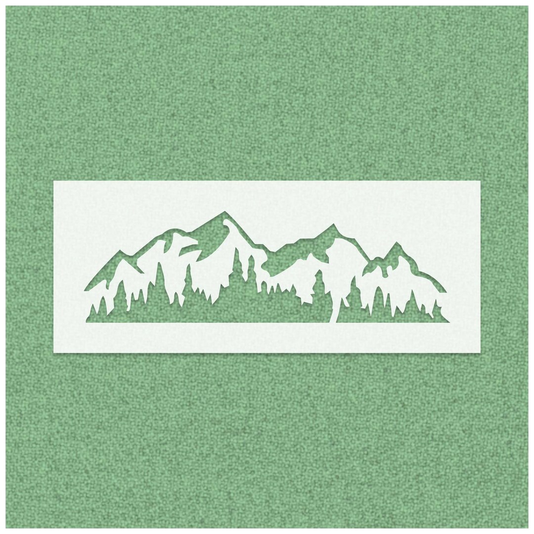 Mountain and Forest Stencil - Mountain Range Stencils - Landscape ...