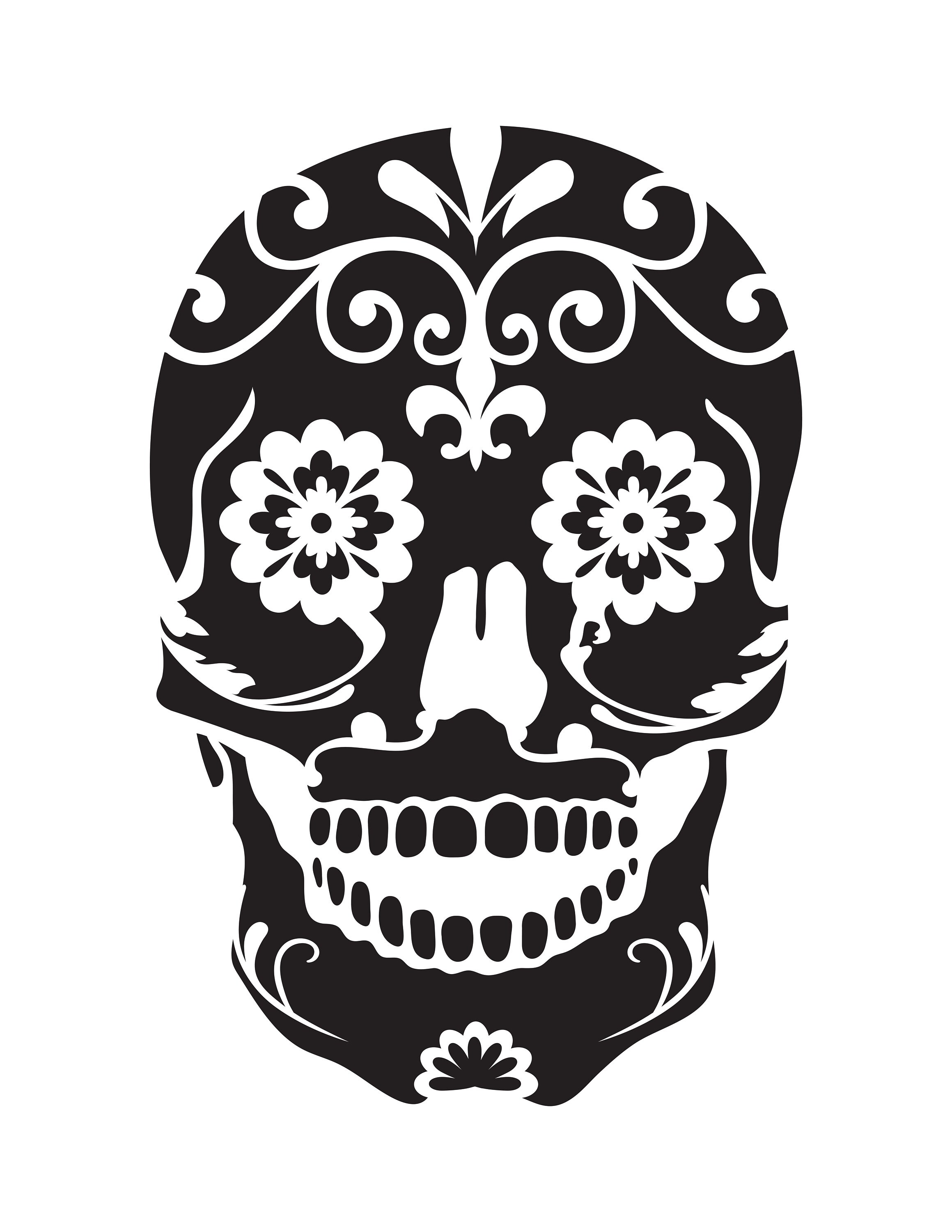 Mexican Sugar Skull Stencil Skull Stencils for Day of the - Etsy