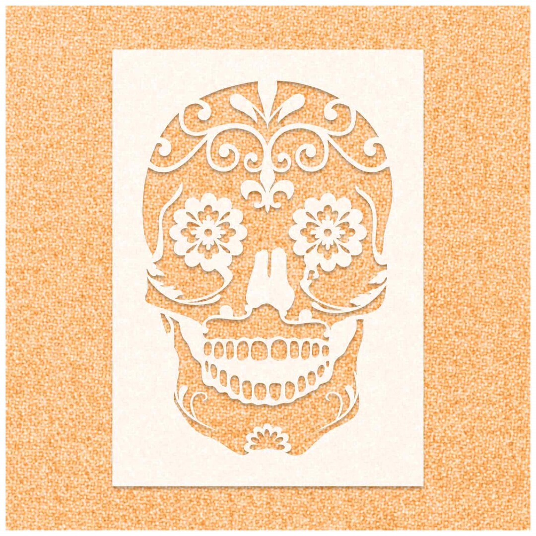 Ornate Skull Stencil Day of the Dead Stencils Gothic Stencil Skull ...