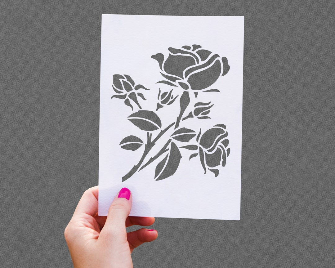 ROSE STENCIL Rose Flower Stencil - Roses Stencils - Blooming Rose ...