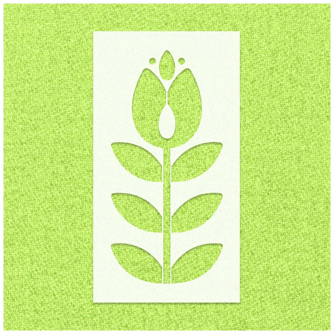 Folk Flower Stencil | Floral Stencils | Flower Bud Template | Tulip ...