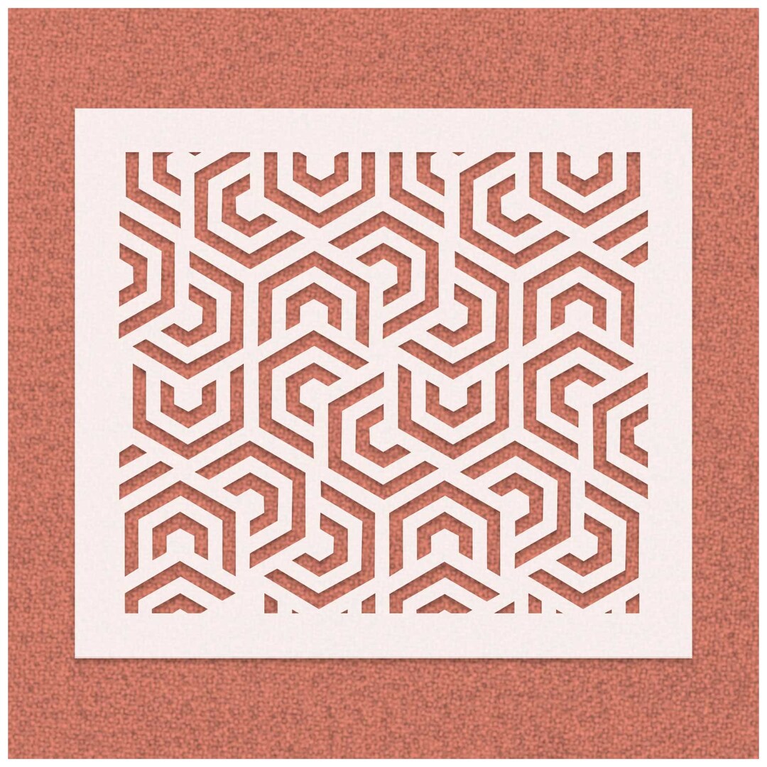 Geometric Stencil Seamless Tile Pattern Stencils 2D Geometric Wall Art ...