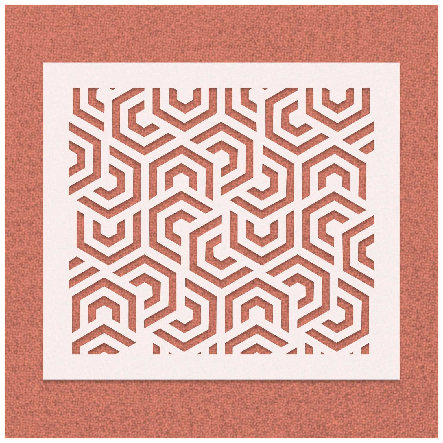 Printing & Printmaking Reusable Geometrical Pattern Diamond Shape ...