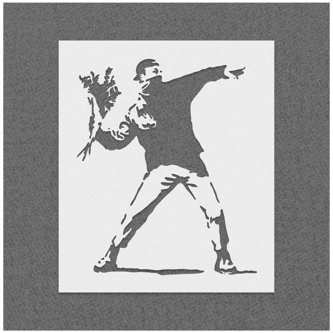 Rage Flower Thrower Stencil, Banksy Artworks, Urban Street Graffiti ...