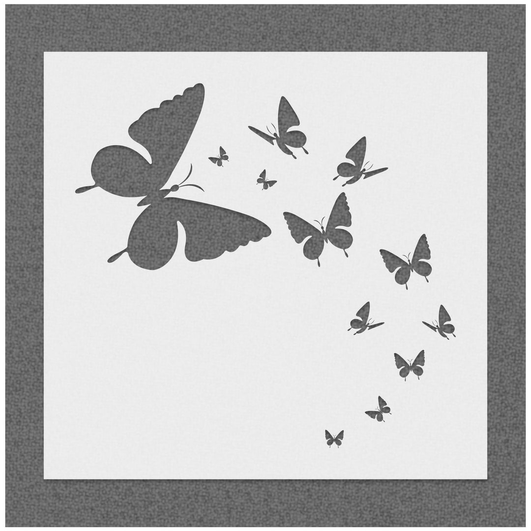 Flying Butterfly Stencil - Graduated Butterflies Stencil - Monarch ...