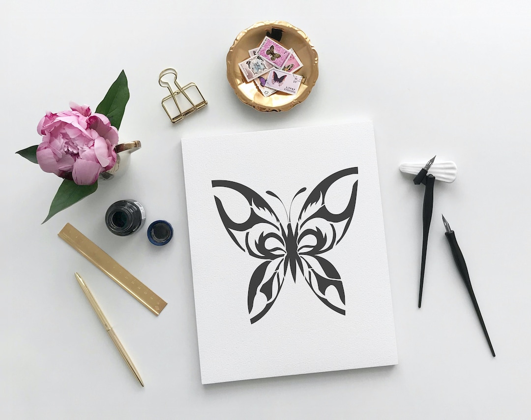 Large Butterfly Stencil - Monarch Stencils - Ornate Butterfly Tattoo ...