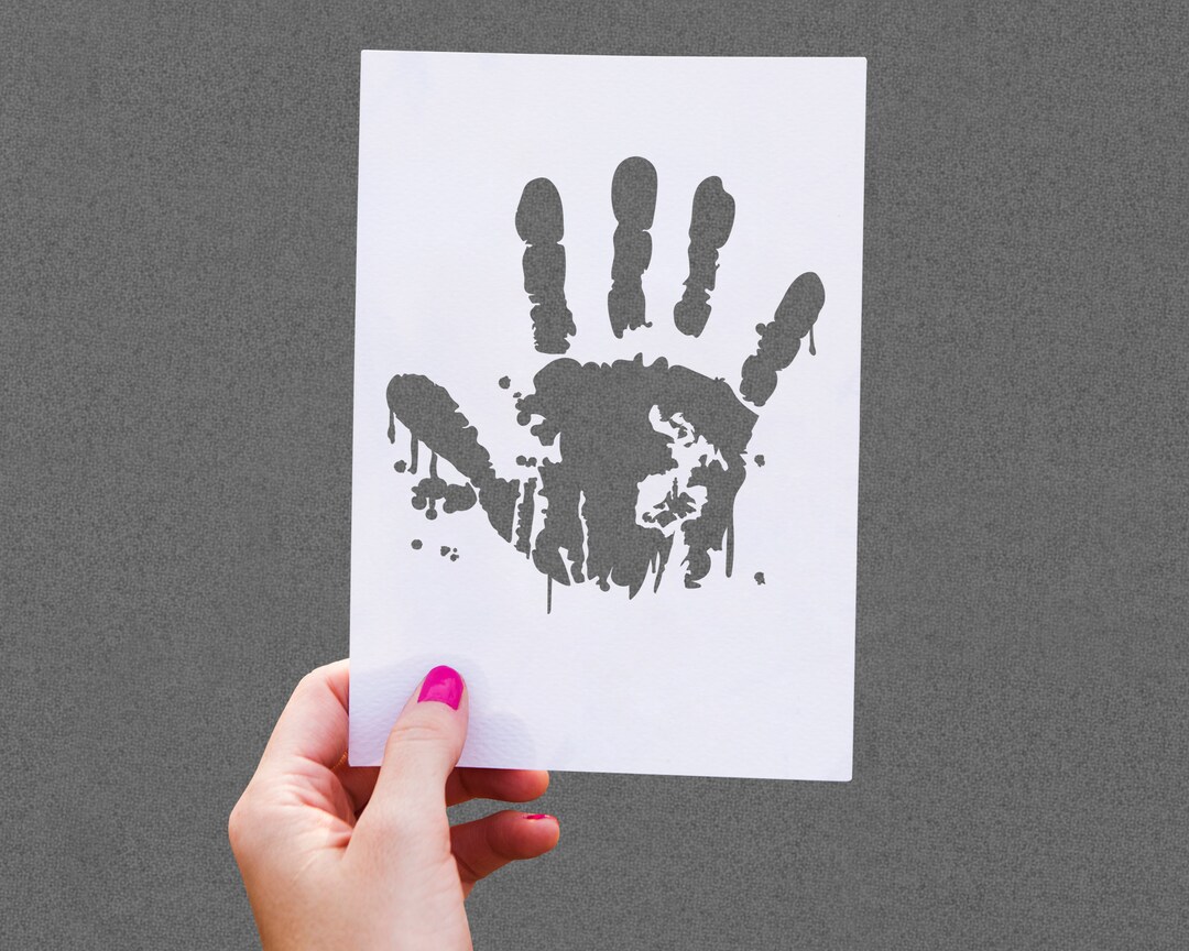 Bloody Hand Stencil - Blood Drips - Halloween Decor - Zombie Hand ...