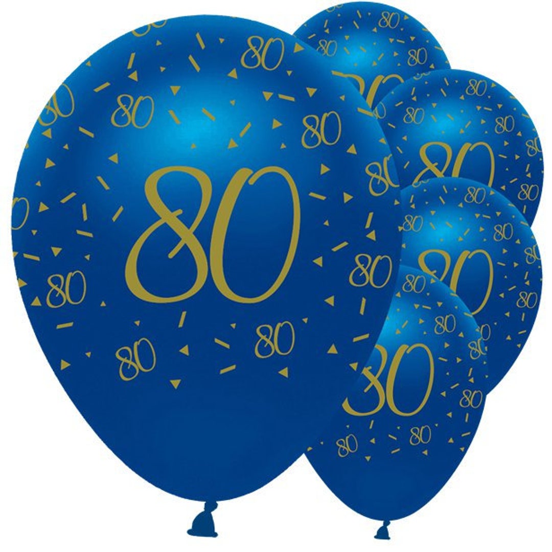6 Navy Blue & Gold 80th Birthday Balloons 12 Latex - Etsy