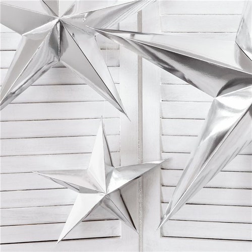 Silver Paper Hanging Star Decoration Christmas Silver Star - Etsy