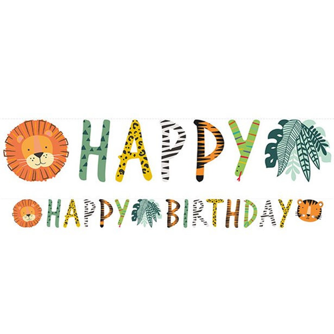 Get Wild Safari Party 'happy Birthday' Letter Banner - Etsy UK