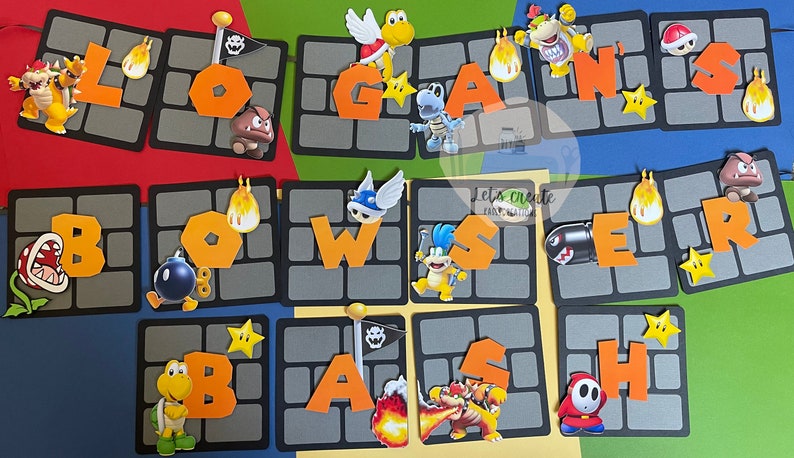 Bowser Bash Birthday Banner, Bowser Birthday Decorations, Super Video ...