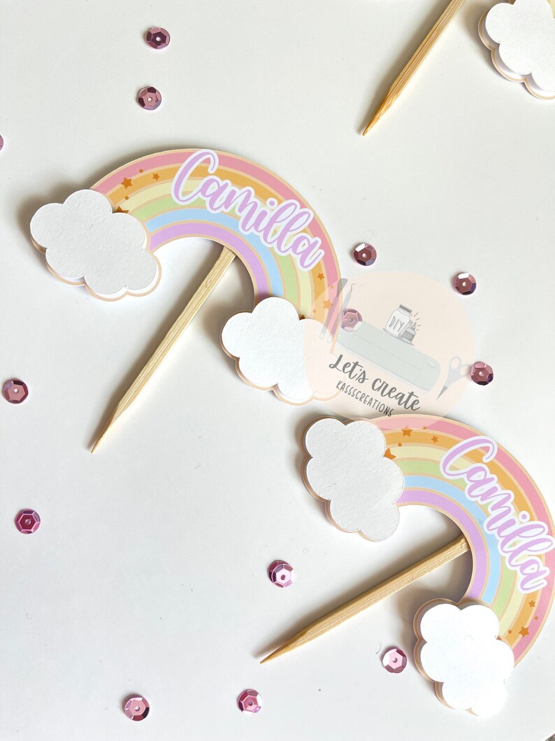 Rainbow Cupcake Toppers, Unicorn Cupcake Toppers, Rainbow Birthday ...