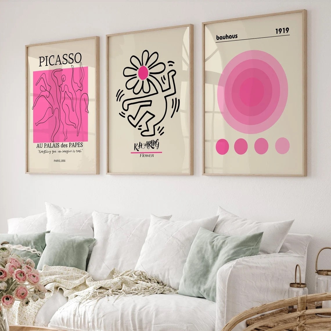 Gallery Wall Art Set - Picasso Prints, Bauhaus Posters - Pink Bundle ...