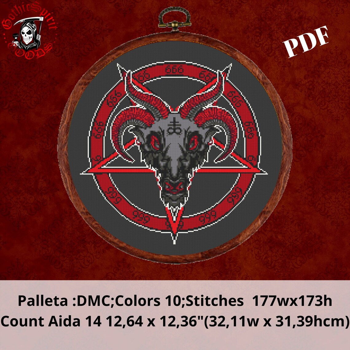 Baphomet Demon 666 Gothic Cross Stitch Pattern for Black - Etsy