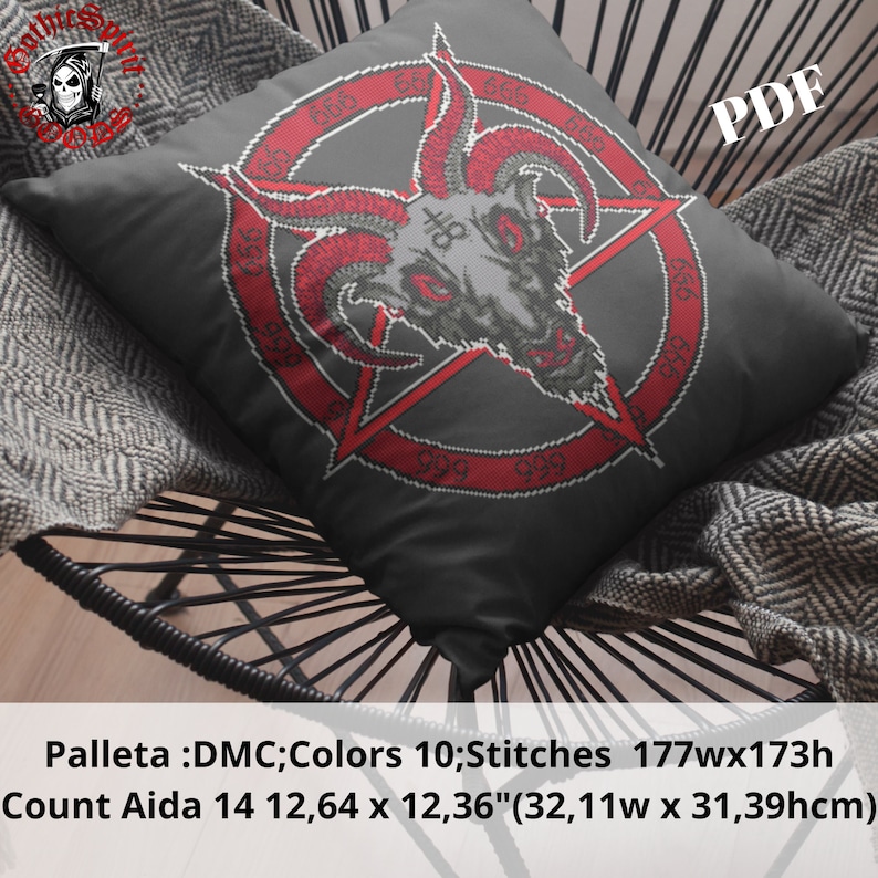 Baphomet Demon 666 Gothic Cross Stitch Pattern for Black - Etsy