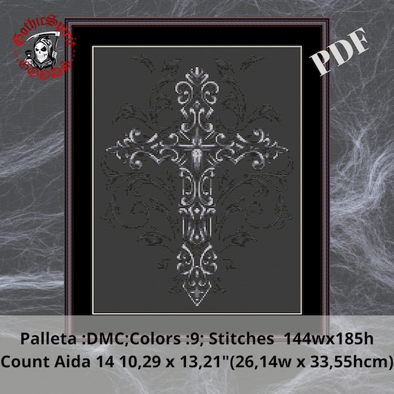 Gothic Cross Gothic Cross Stitch Pattern for Black Fabric | Etsy
