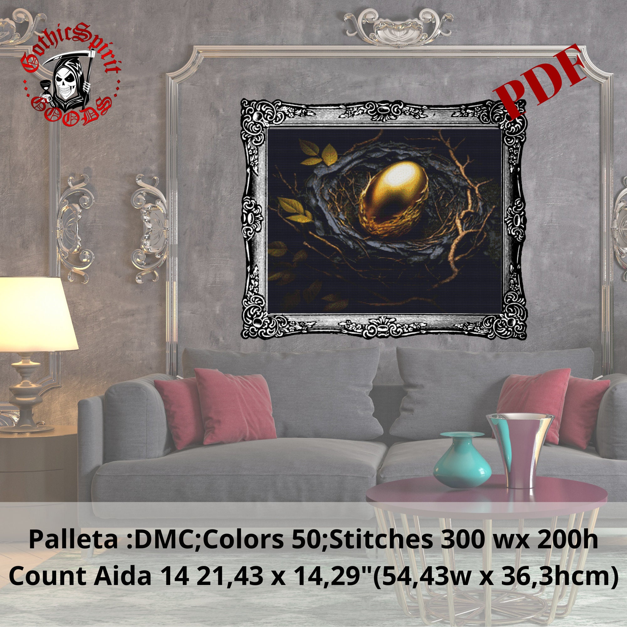 Gothic Easter Egg Cross Stitch Pattern for Black Fabric Easy - Etsy