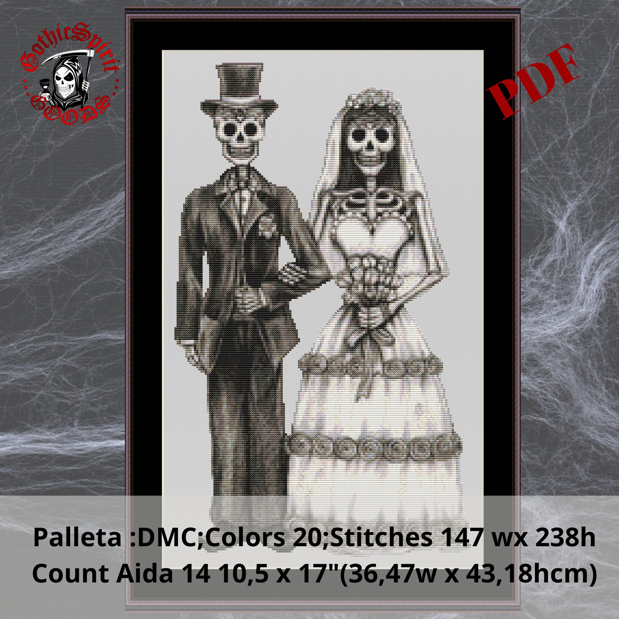 Wedding the Day of Dead Cross Stitch Pattern for Black - Etsy