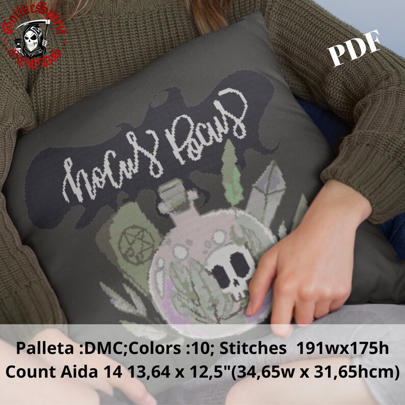 Hocus Pocus Gothic Cross Stitch Pattern for Black Fabric - Etsy