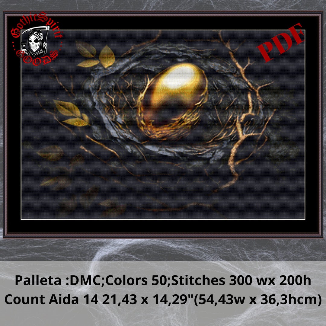 Gothic Easter Egg Cross Stitch Pattern for Black Fabric - Easy , Modern ...