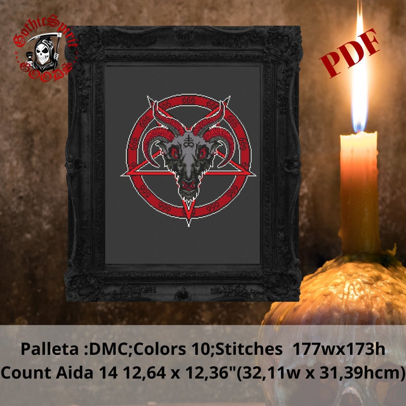 Baphomet Demon 666 Gothic Cross Stitch Pattern for Black - Etsy