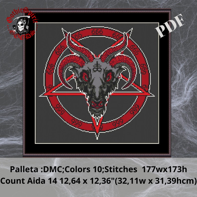Baphomet Demon 666 Gothic Cross Stitch Pattern for Black - Etsy