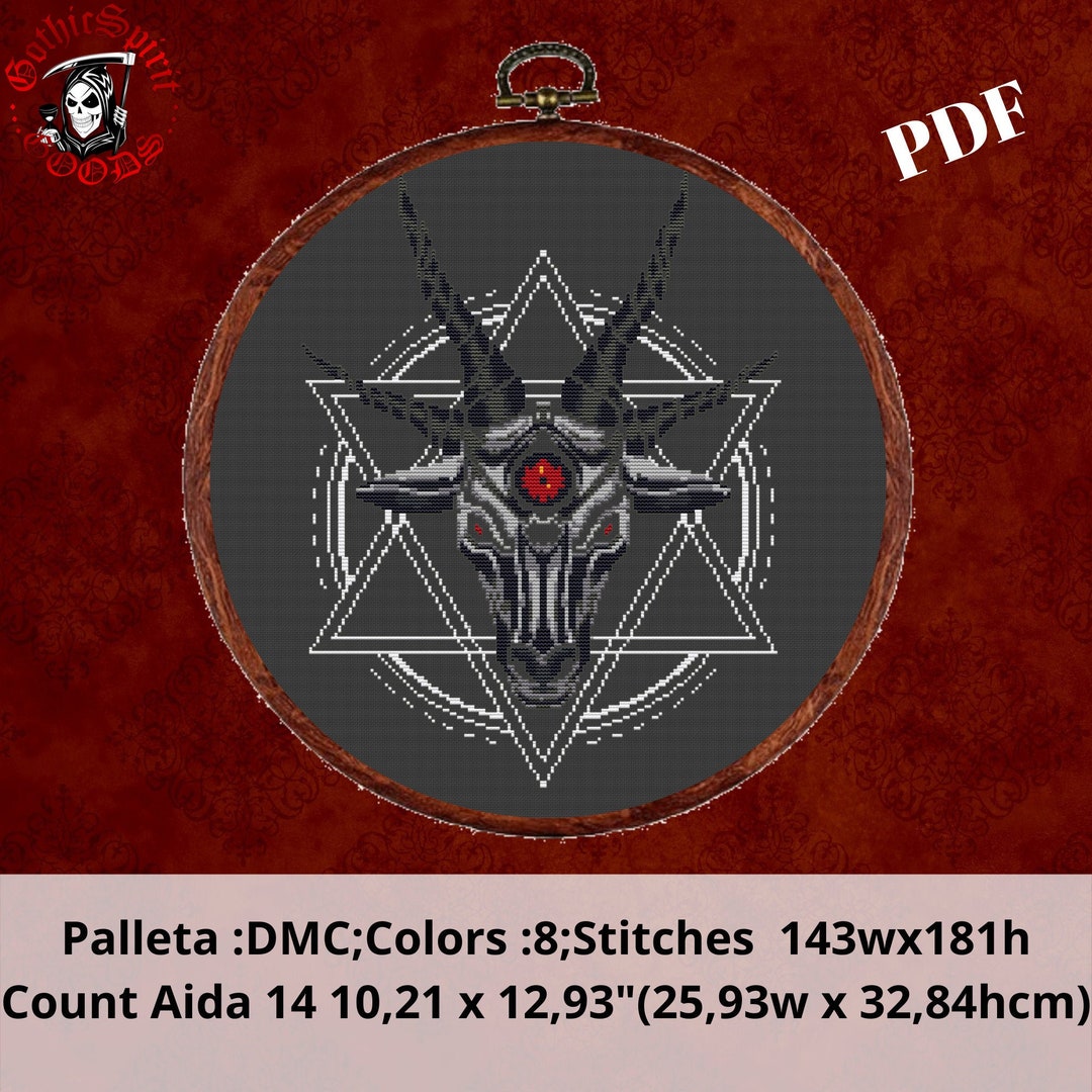 Devil Gothic Cross Stitch Pattern for Black Fabric Easy , Modern - Etsy