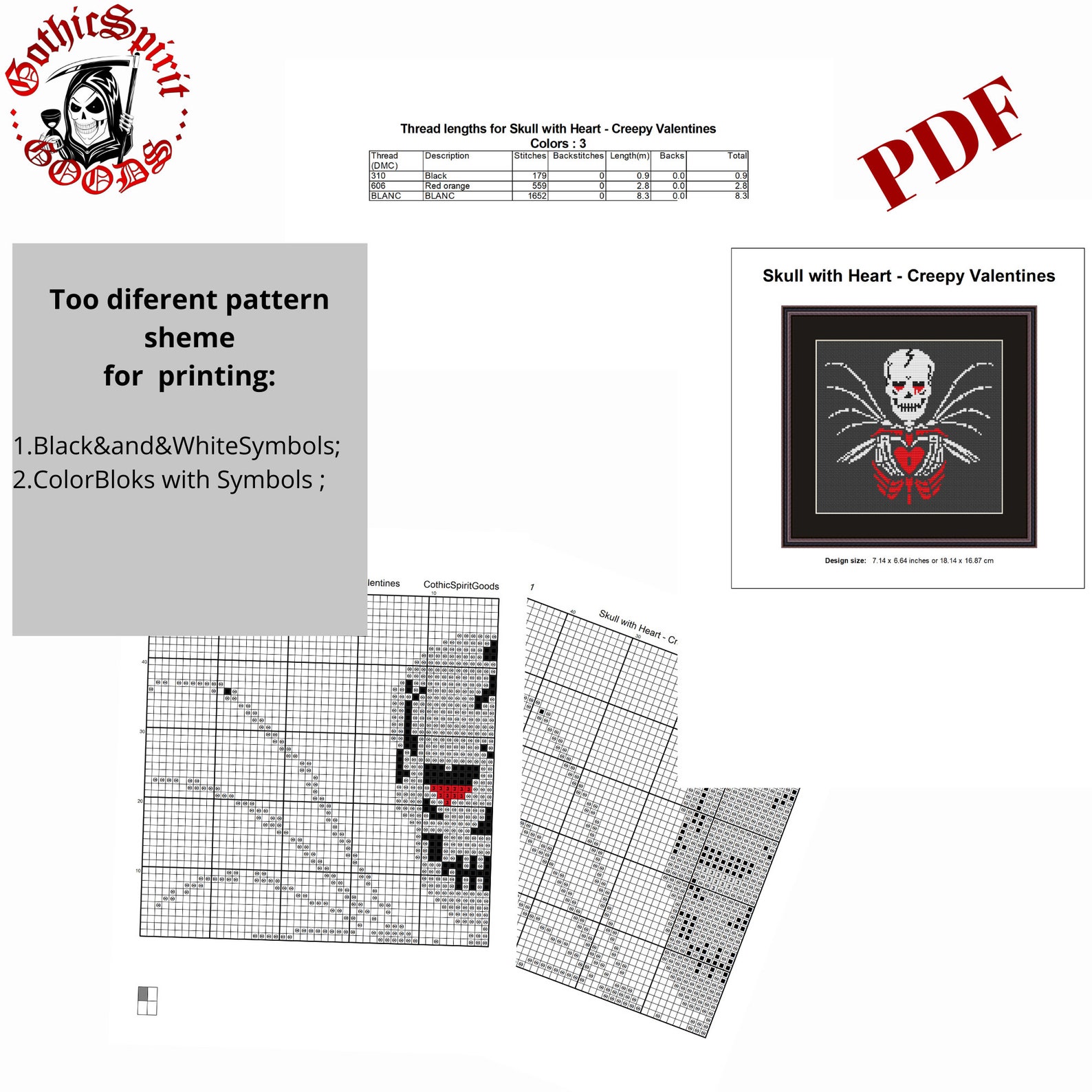 Screaming Scull Gothic Cross Stitch Pattern for Black Fabric | Etsy