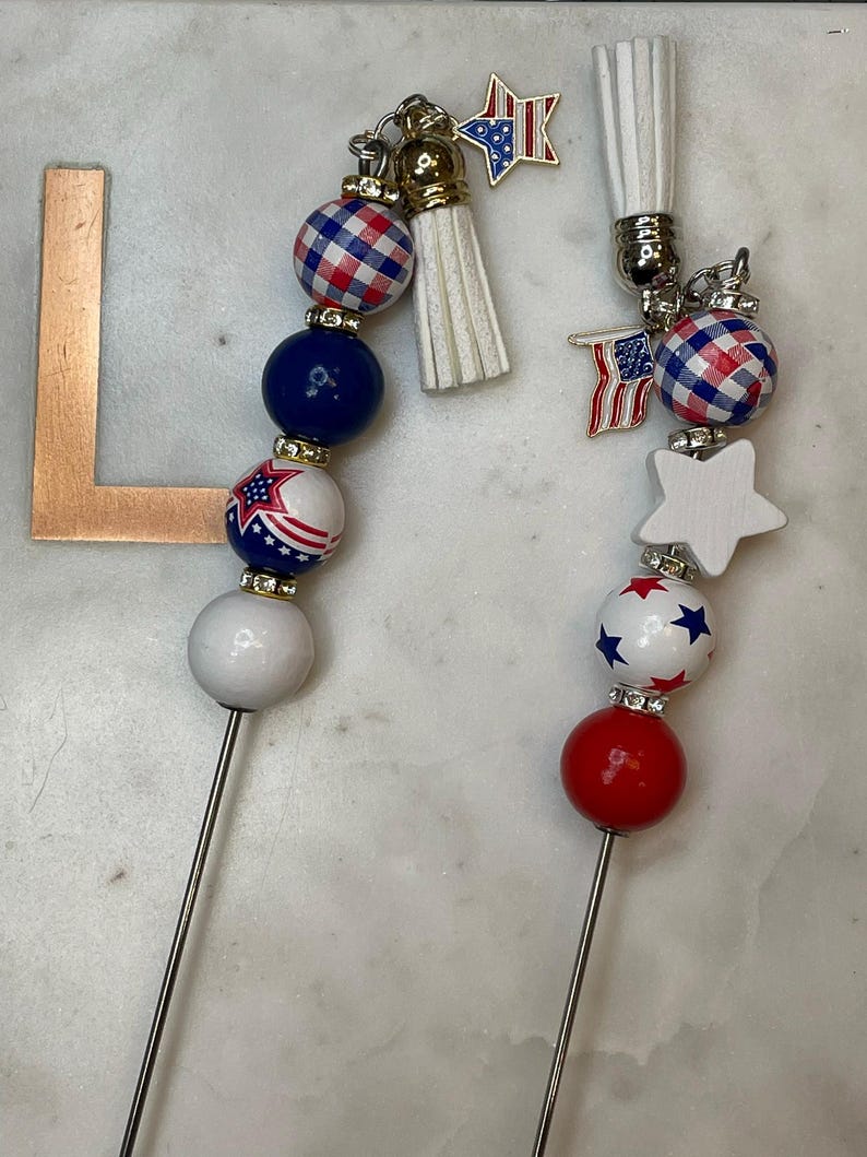 Beaded Scribe Pokey Weeding Tool Patriotic Theme Wooden Beaded Cookie ...