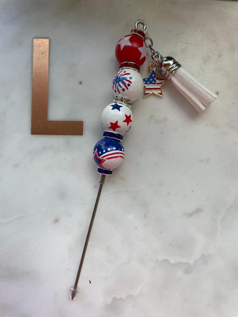 Beaded Scribe Pokey Weeding Tool Patriotic Theme Wooden Beaded Cookie ...