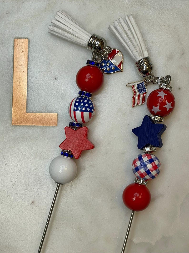Beaded Scribe Pokey Weeding Tool Patriotic Theme Wooden Beaded Cookie ...