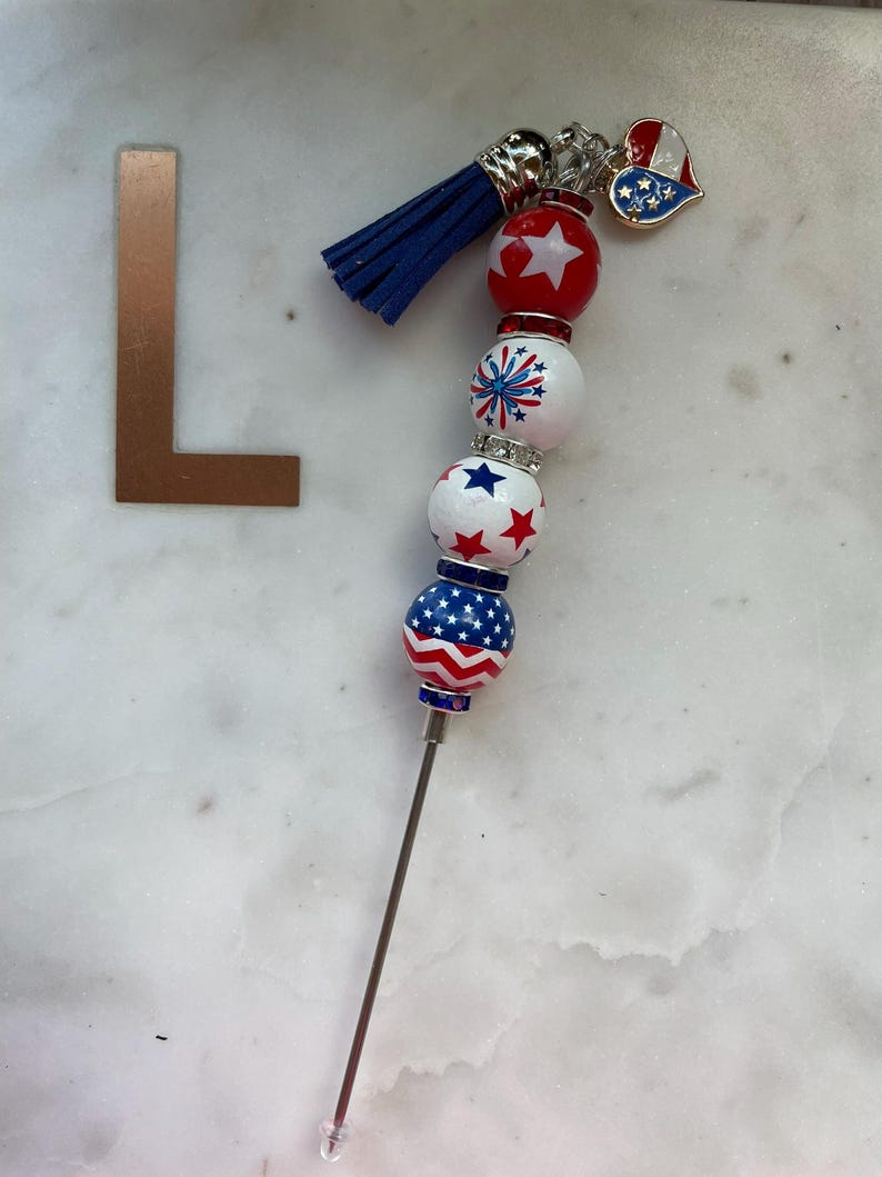 Beaded Scribe Pokey Weeding Tool Patriotic Theme Wooden Beaded Cookie ...
