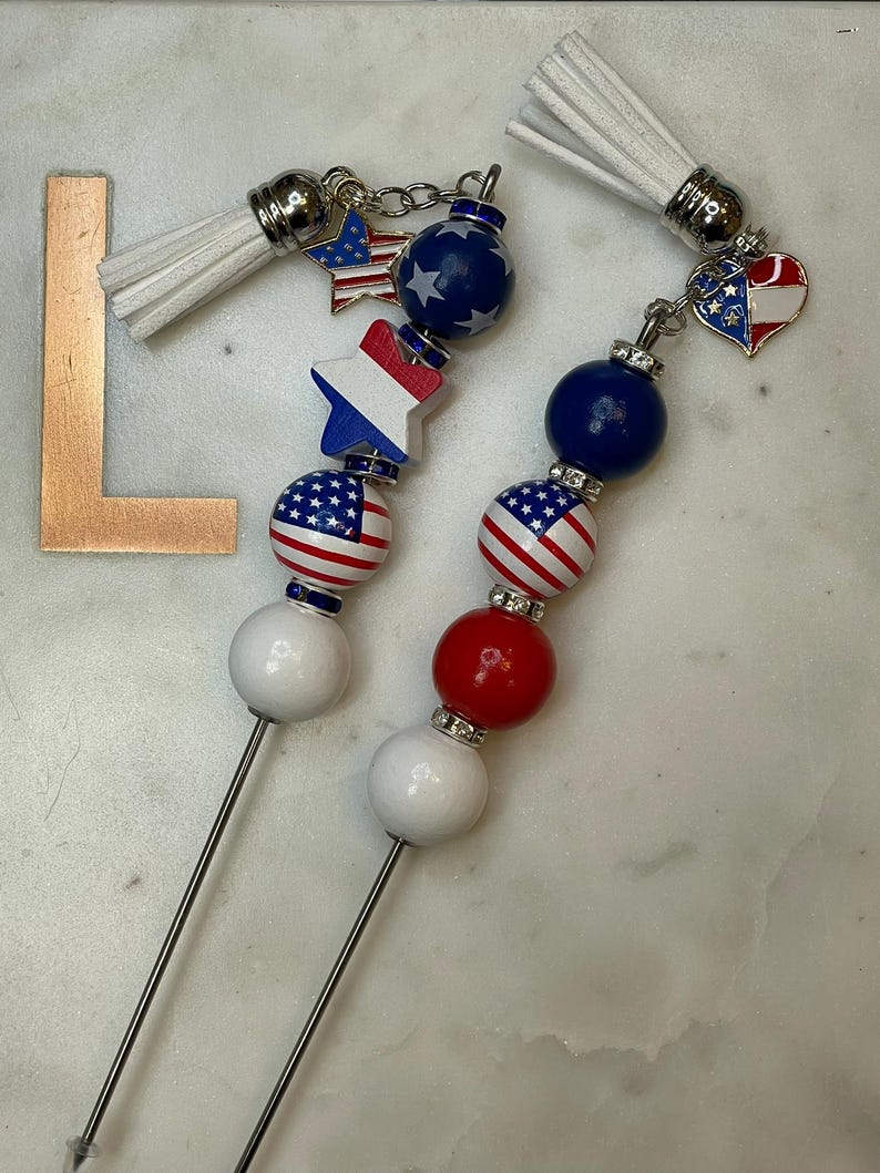 Beaded Scribe Pokey Weeding Tool Patriotic Theme Wooden Beaded Cookie ...